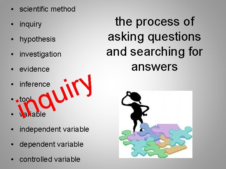 Science Chapter 1 Vocabulary scientific method tool inquiry