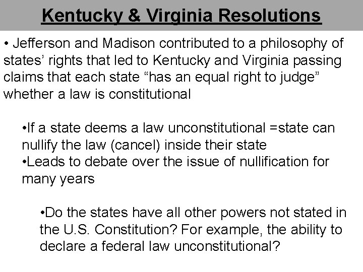 The Early Republic 1796 1800 The Presidency of