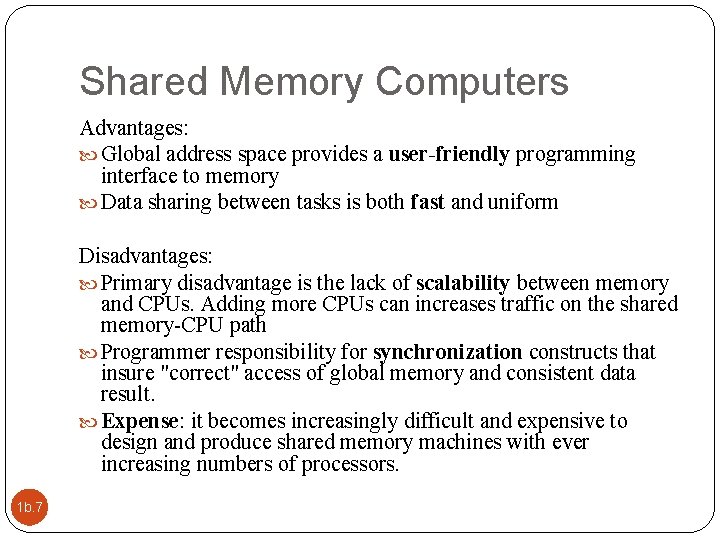 Parallel Computer Architecture and Interconnect 1 b 1