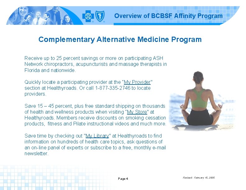 Overview of BCBSF Affinity Program Blue Complements Program
