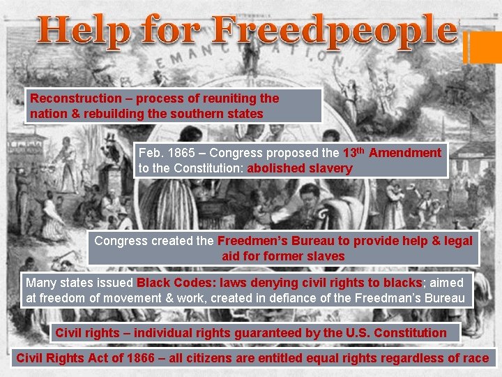 Reconstruction process of reuniting the nation rebuilding the