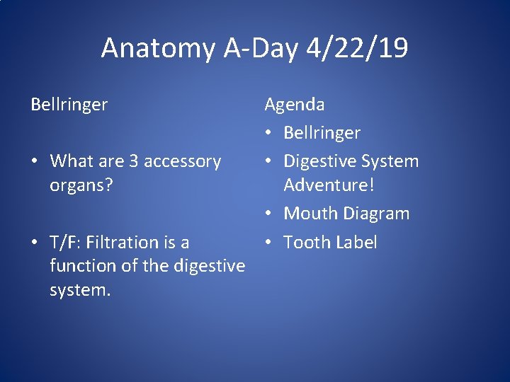 Anatomy ADay 41619 Bellringer Cells use oxygen to