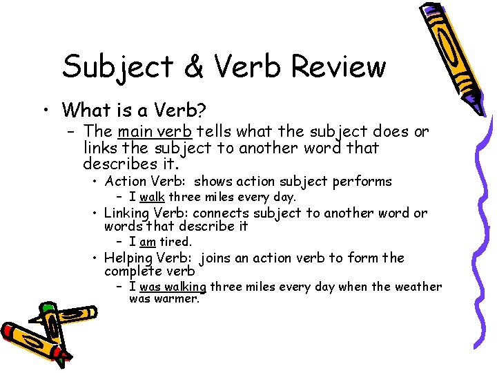 SubjectVerb Agreement Subject Verb Review What is a