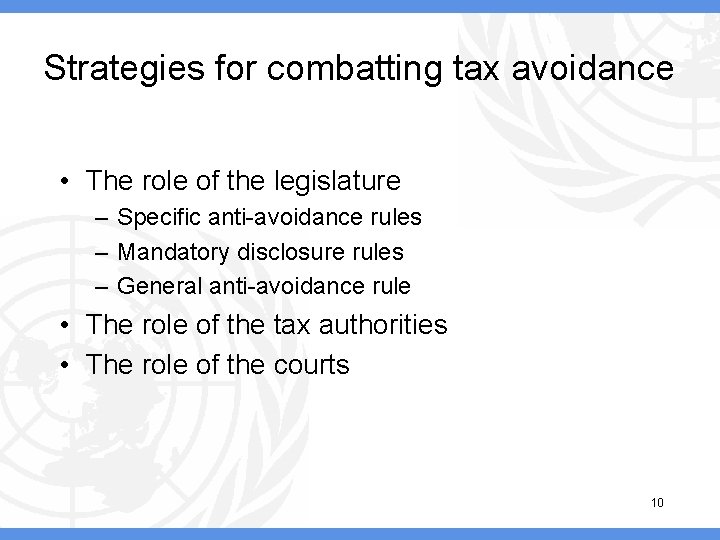 Background on tax avoidance and Measures for Combatting