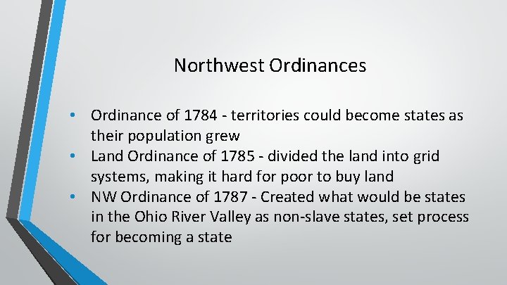 Creating a Republic Chapter 6 1783 1787 Driving