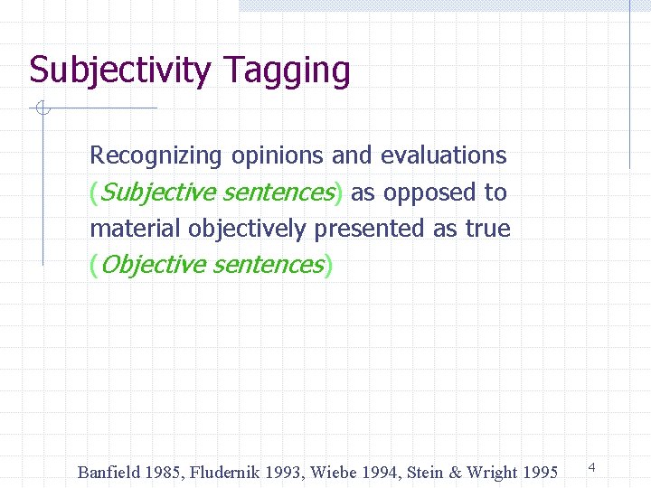 Identifying Subjective Language Janyce Wiebe University of Pittsburgh