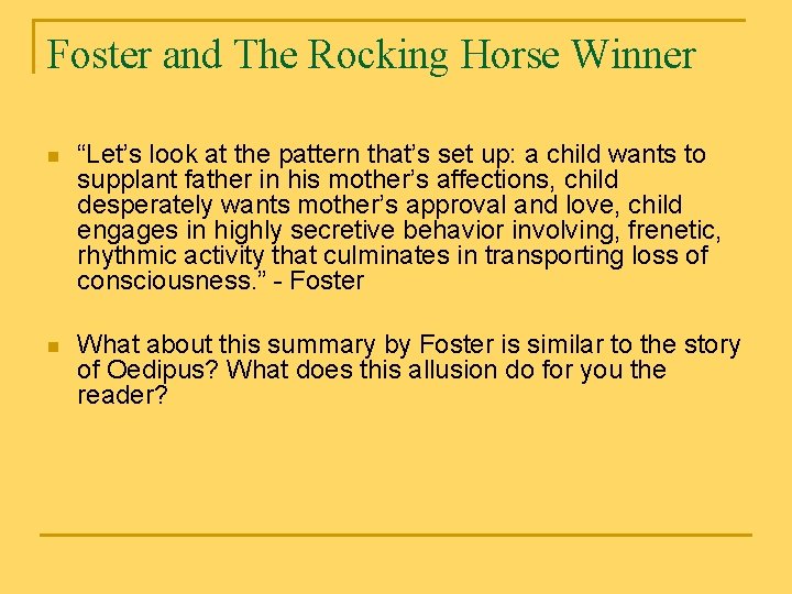 The Rocking Horse Winner By D H Lawrence