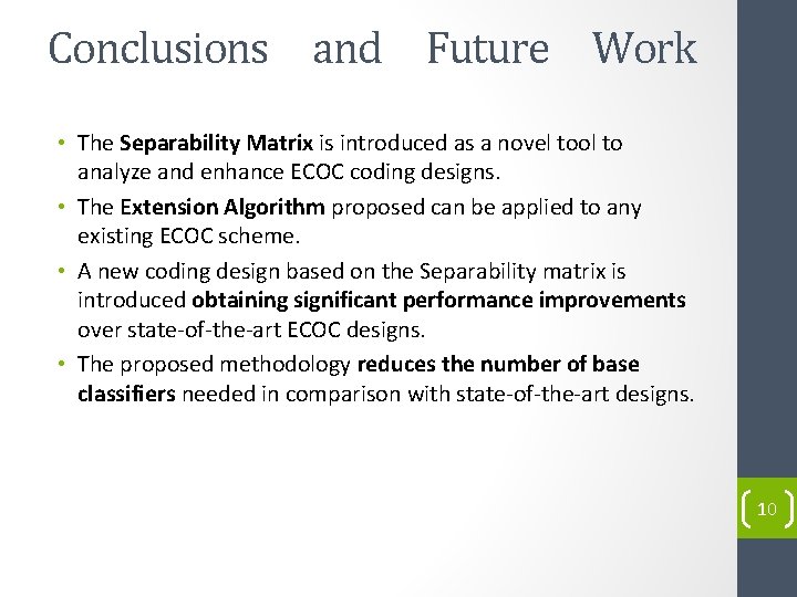 Introducing the Separability Matrix for ECOC coding Miguel