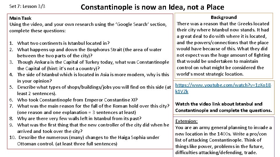 Set 7 Lesson 13 Istanbul Not Constantinople Background
