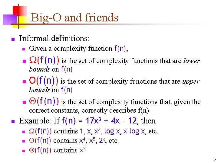 Analysis of Algorithms II 05 Jan22 Basics n