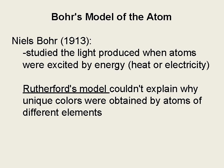 Bohrs Model of the Atom Bohrs Model of