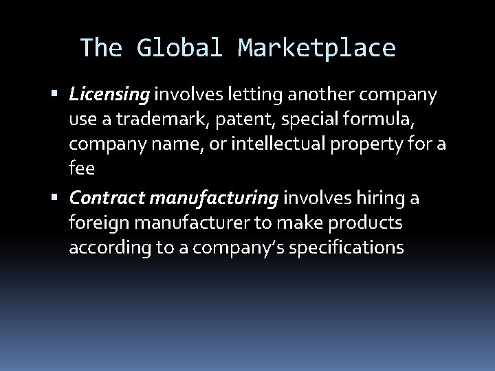 International Trade and The Global Marketplace Global Analysis