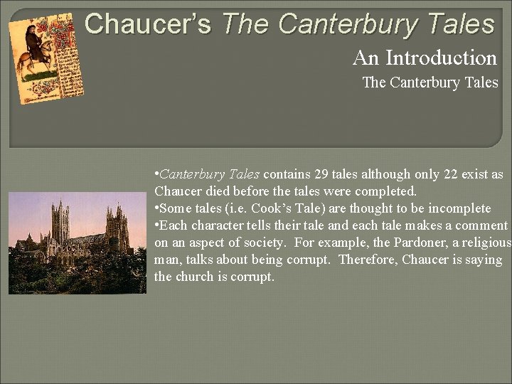 Chaucers The Canterbury Tales An Introduction Medieval England