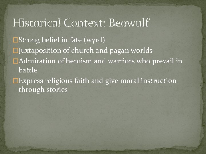 Introduction to Beowulf Transitioning from Old English to