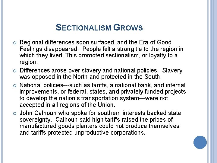 UNITY AND SECTIONALISM By Ms Astle THE ERA