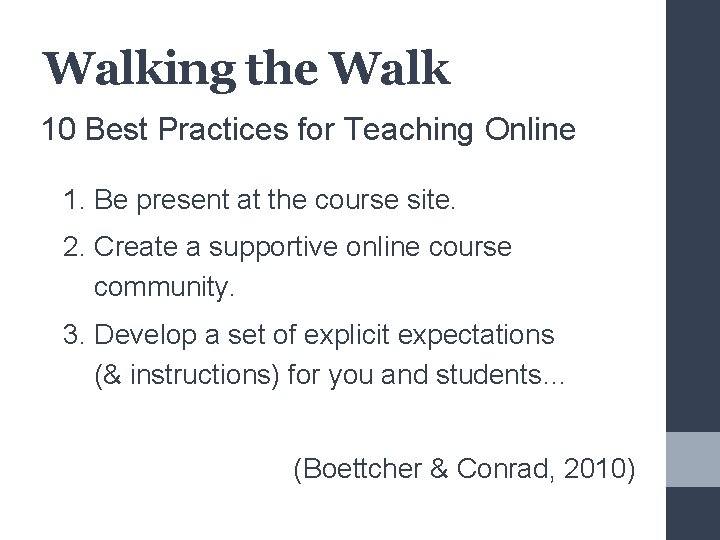 Walking the Talk 10 Best Practices for Teaching