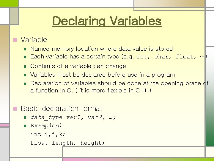 C Programming Lecture 4 Variables Data Types Lecture