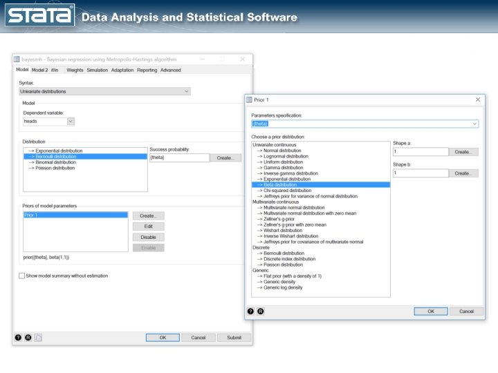 Introduction to Bayesian Analysis Using Stata Chuck Huber Introduction to Bayesian Analysis Using Stata Chuck Huber