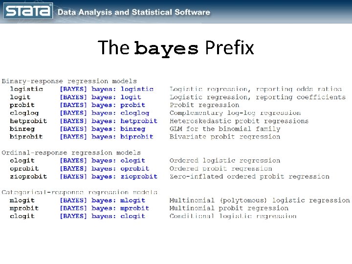 Introduction to Bayesian Analysis Using Stata Chuck Huber