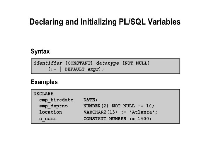 variables and control statements in PLSQL Chapter 10