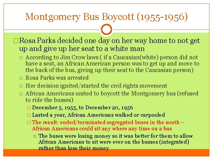 MT 8 Civil Rights LT 2 Describe key