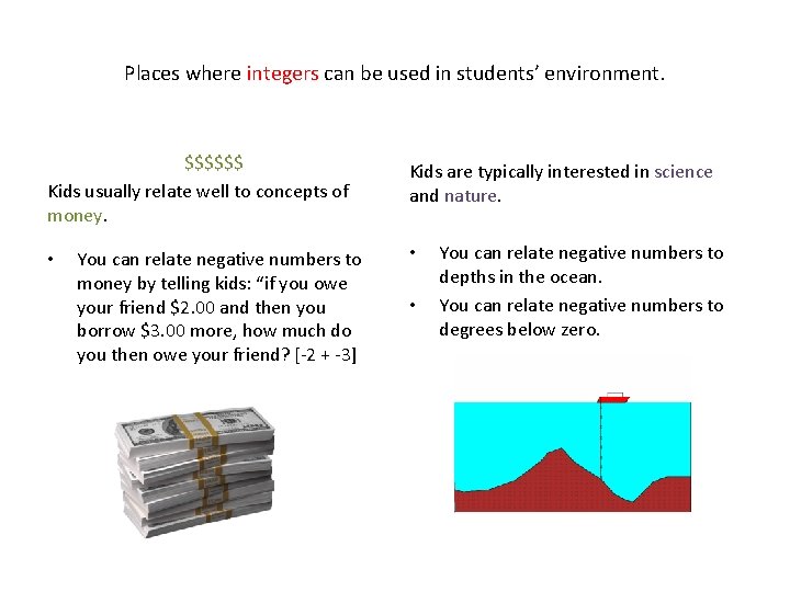 Scope and Sequence Block 6 Standard 1 Integers