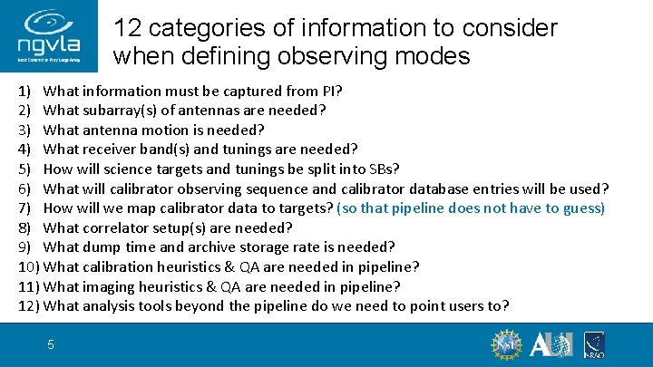 Observing Modes Framework Based on ng VLA document
