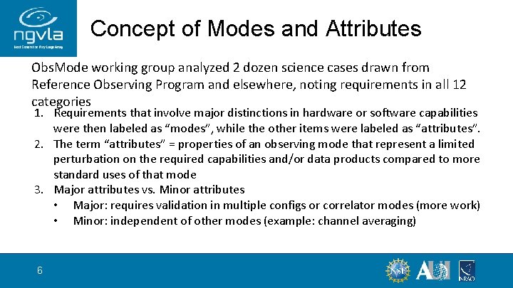 Observing Modes Framework Based on ng VLA document