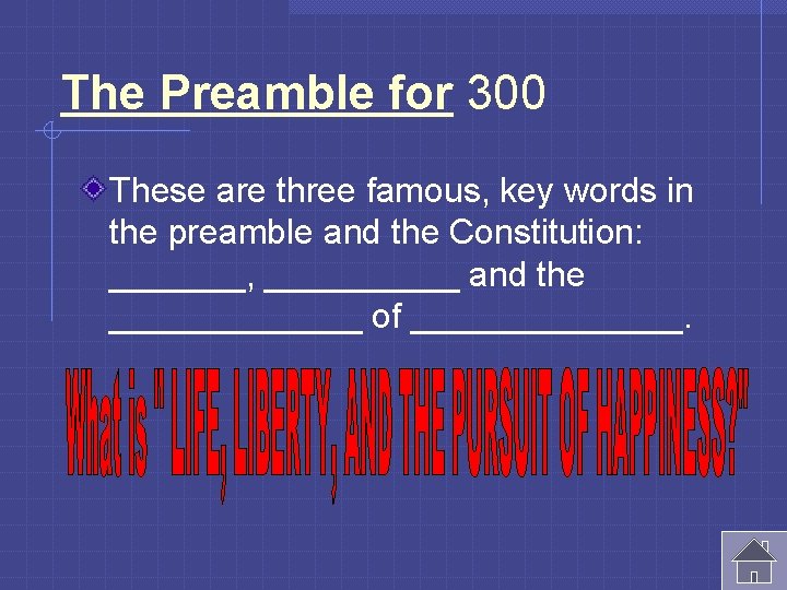 CONSTITUTIONAL JEOPARDY The Preamble The Articles of Confederation