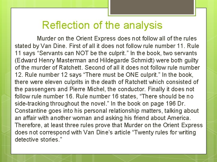 Murder on the Orient Express Analysis By Karl