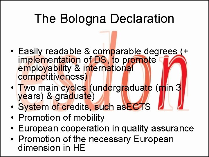 The Bologna Process and studying with a disability