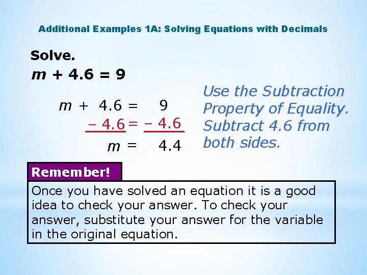 Solving Equations With Rational Numbers Additional Examples 1