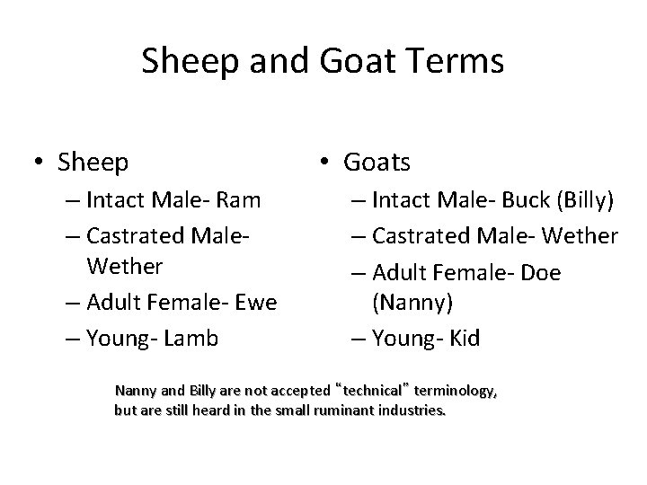Goat Breeds Animal Science Sheep and Goat Terms