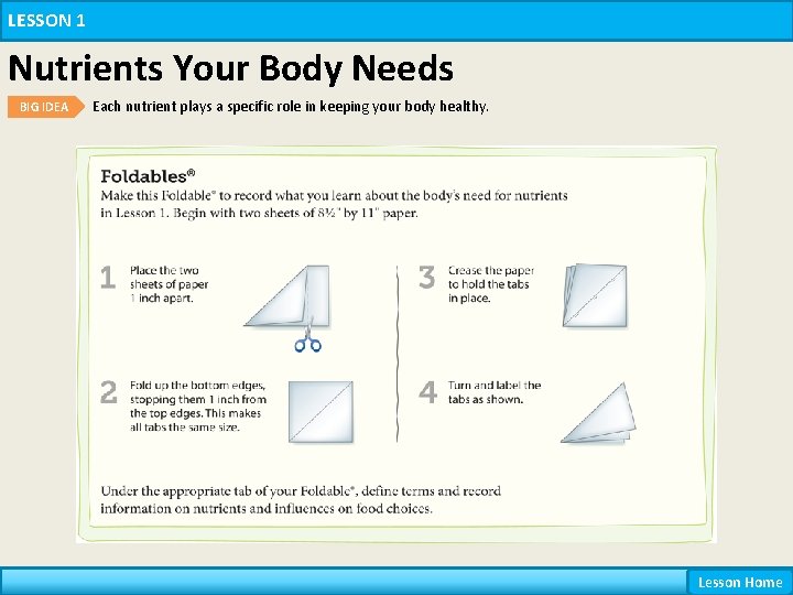 Nutrition Lesson 1 Nutrients Your Body Needs LESSON
