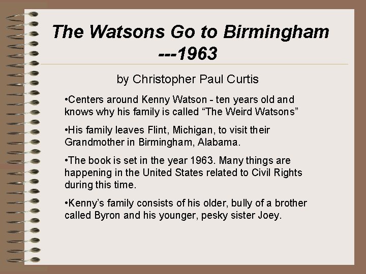 Christopher Paul Curtis The Watsons Go to Birmingham1963