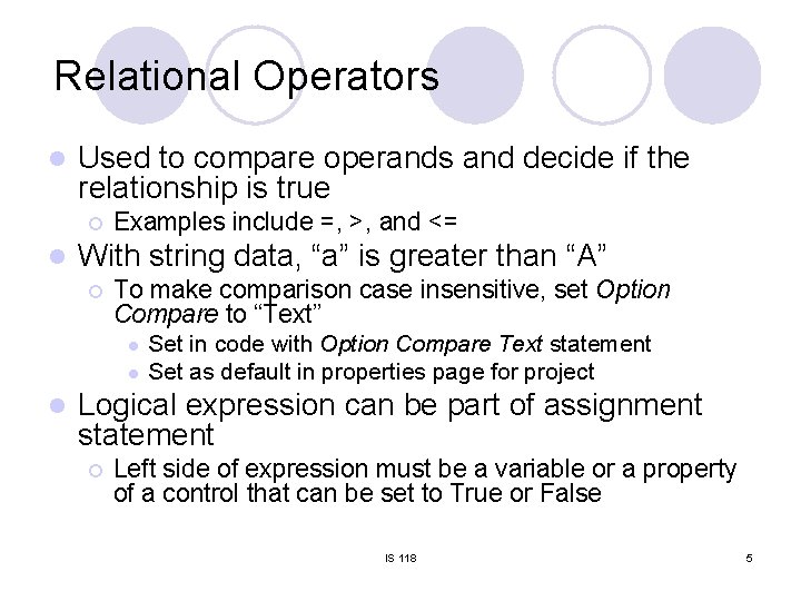 IS 118 Introduction to Development Tools VB Chapter