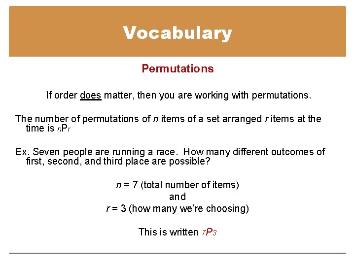 6 7 Permutations Combinations M 11 E 3