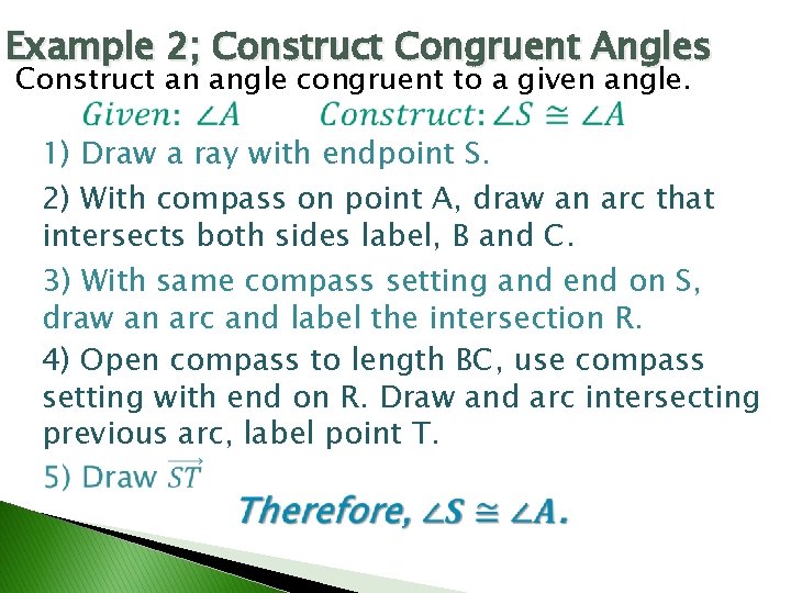 Basic Constructions Skill 06 Objective HSGGPE 12 Students