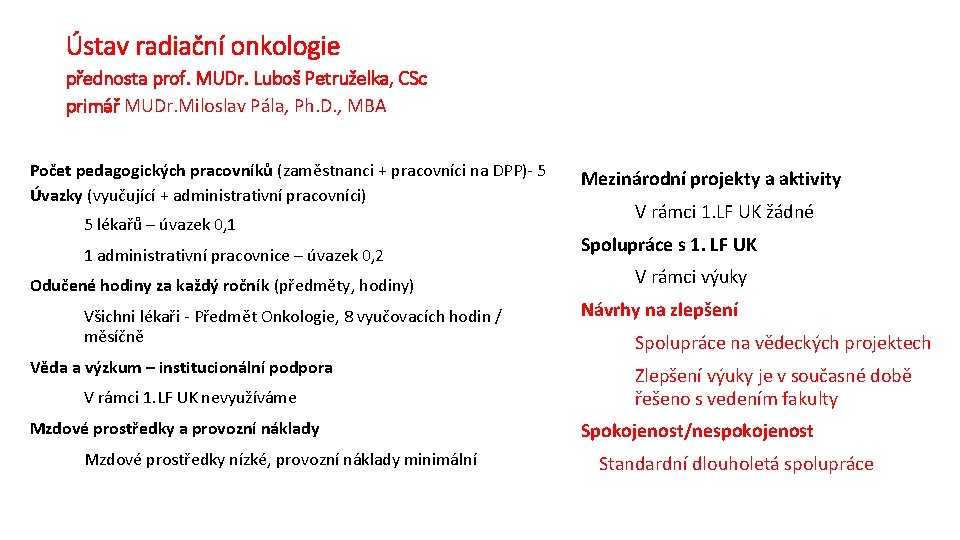 Nemocnice mimo VFN Fakultn nemocnice Bulovka Kolegium dkana