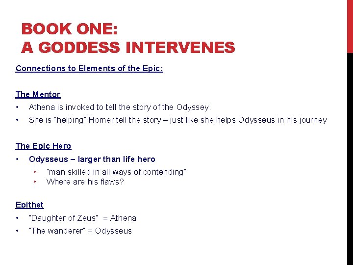 THE ODYSSEY PRESENTATION BOOK ONE A GODDESS INTERVENES