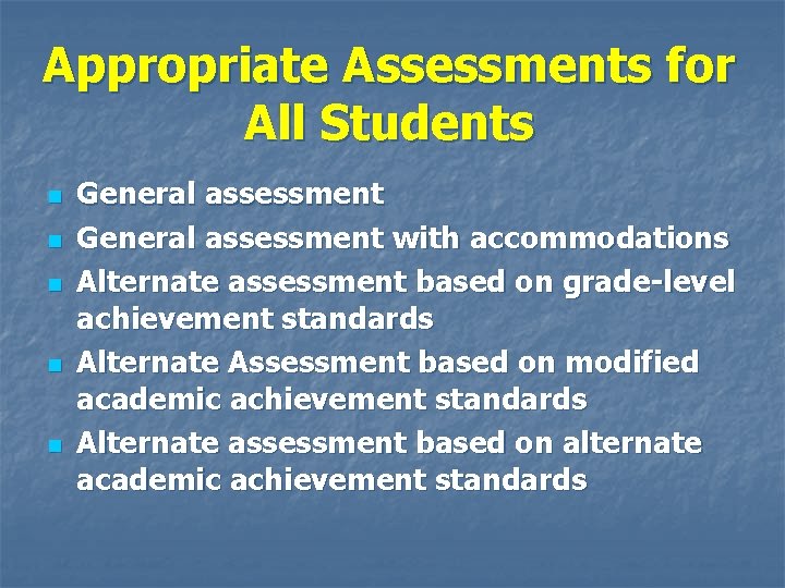 Modified Academic Achievement Standards for Students with Disabilities