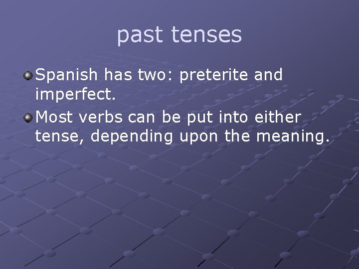 Preterite vs Imperfect Objectives SWL to conjugate regular