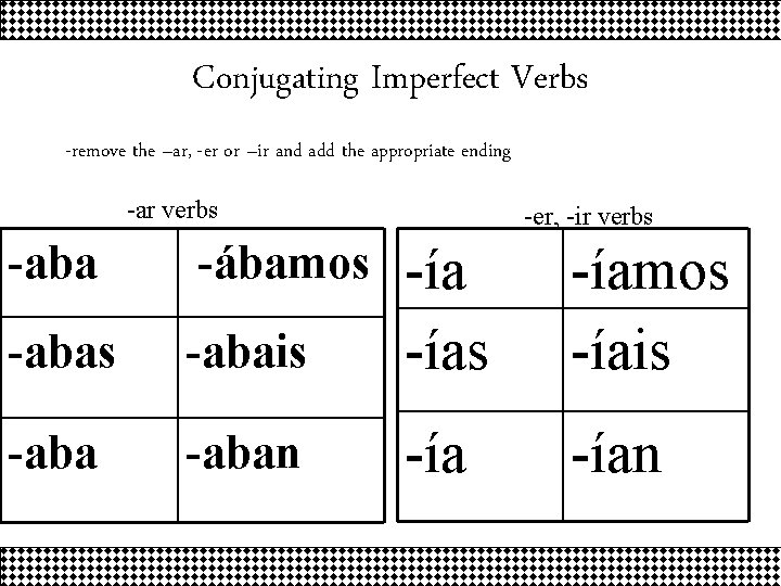 Talk About the Past Using the Imperfect el