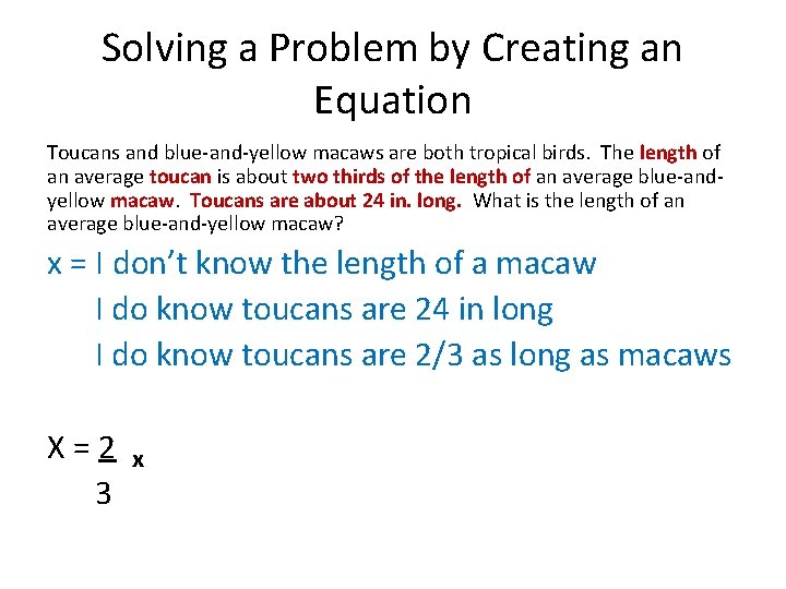 2 1 Solving Problems by Creating an Equation