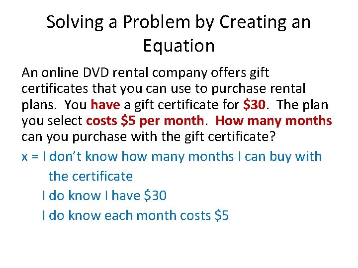 2 1 Solving Problems by Creating an Equation