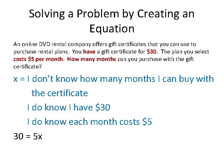 2 1 Solving Problems by Creating an Equation