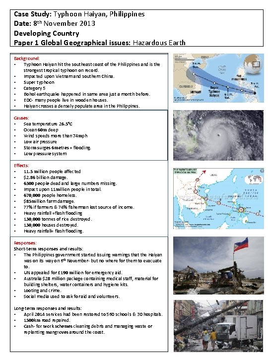 Case Study Booklet Contents page Paper 1 Global