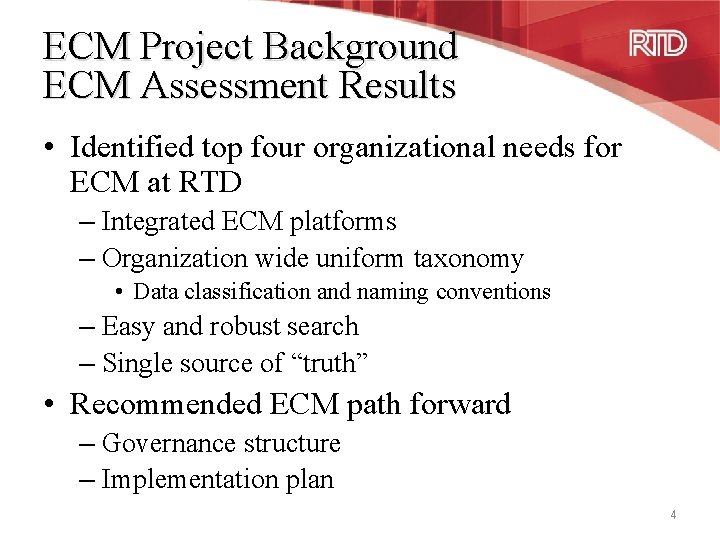 Enterprise Content Management ECM Project RTD Board of