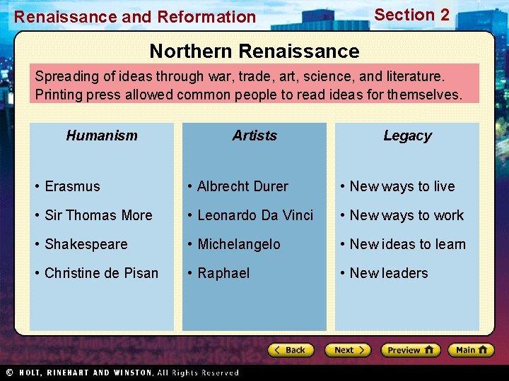Renaissance and Reformation Italian Renaissance Black death decreased