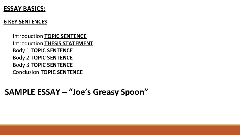 ESSAY BASICS 5 PARTS Introduction Body 3 Conclusion